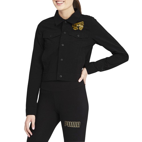 Puma Nyc Trucker Jacket Womens Black Athletic Casual 586444-51 | eBay