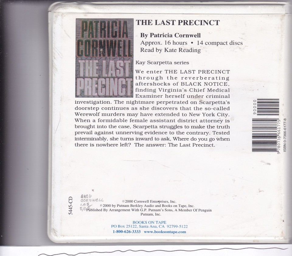 The Last Precinct by Patricia Cornwell (2000, CD Unabridged) Collector ...