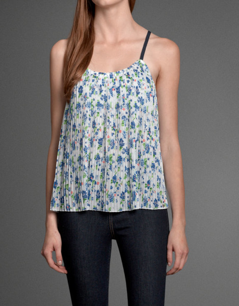 NWT Women's Abercrombie & Fitch Angie Floral Tank Top Easy Fit Navy ...
