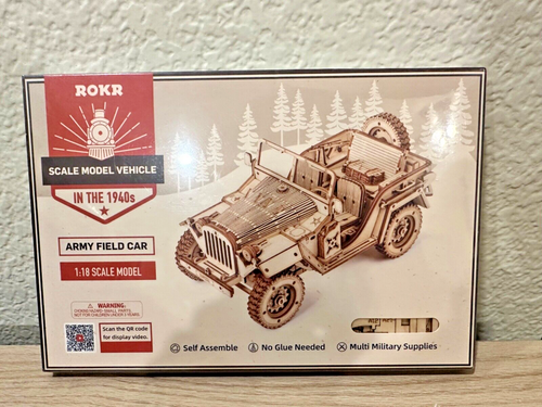 ROBOTIME ROKR Scale Model Kit 3D Puzzle Wooden Army Field Car MC701 NEW ...