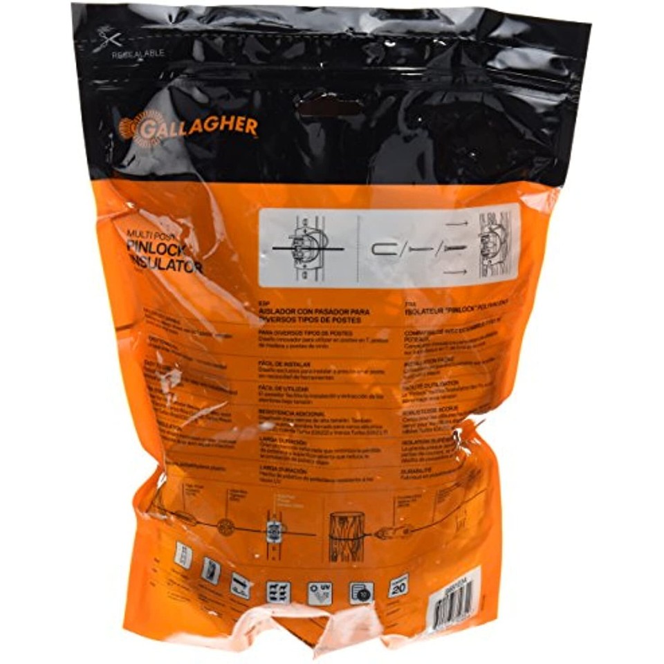 Gallagher G681034 20-Pack Multi-Purpose Electric Fence Insulator, Black ...