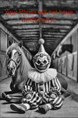 Vintage Creepy ClownClown in Horse Stable PHOTO art Freak Scary Child ...