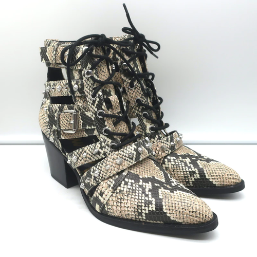Sam Edelman Elana Studded Cutout Ankle Boots Snake Print Leather Size 9 ...