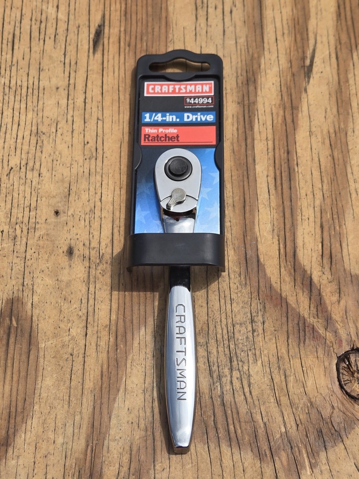 NOS Vntg SEARS Craftsman 1/4” Thin Profile Ratchet Full Polished 44994 ...