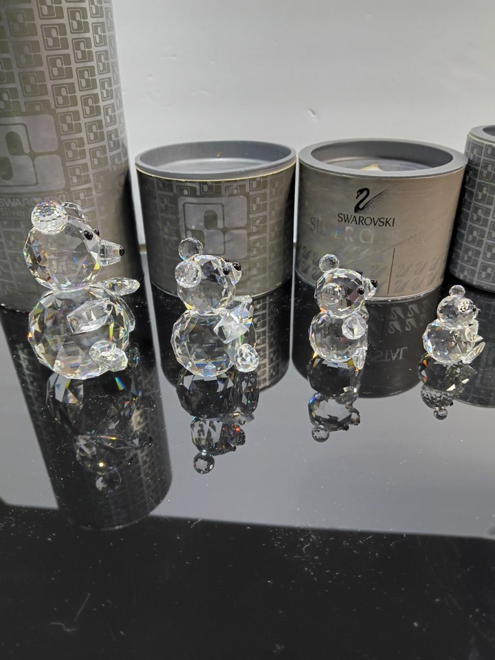 Swarovski Crystal Bears Lot Of 4 Sizes Large Medium Small and Mini All ...