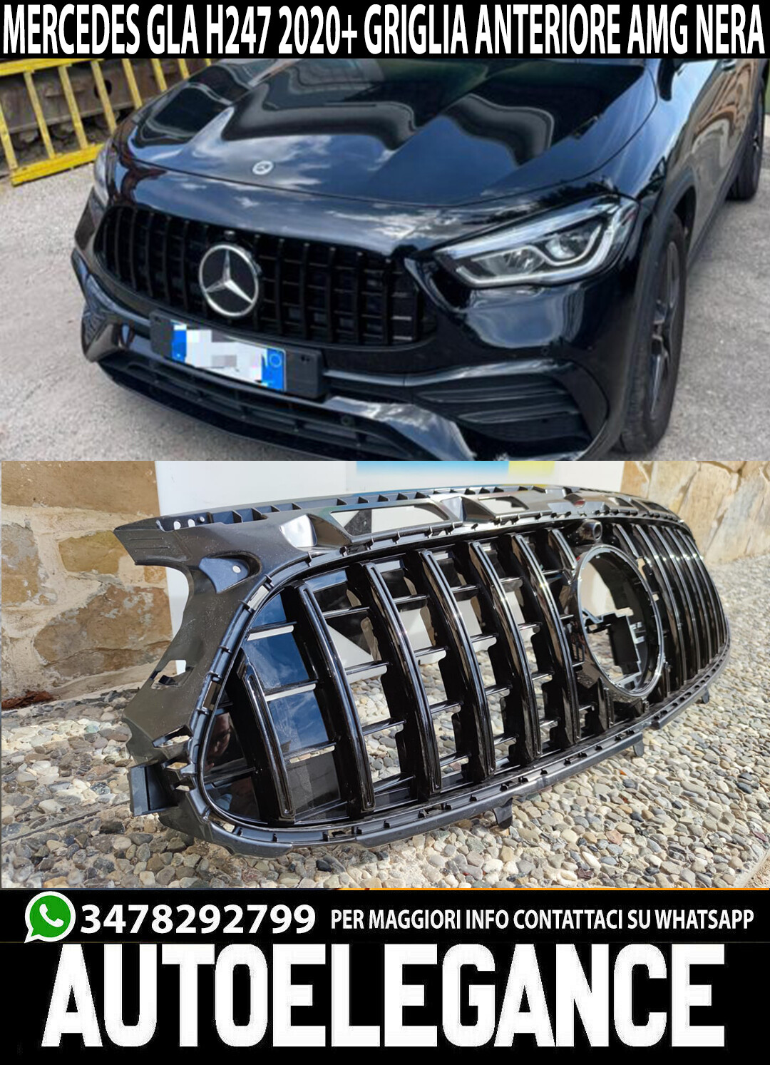 CALANDRA PER MERCEDES GLA H247 2020+ GRIGLIA ANTERIORE AMG PANAMERICANA ...
