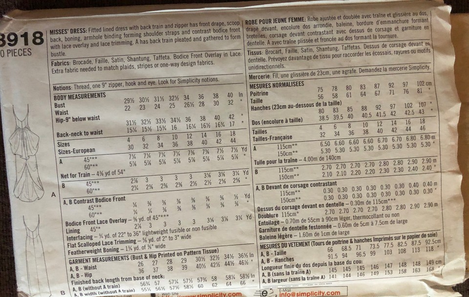 Simplicity 8918 Jessica McClintock Bustle Train Evening Dress Gothic 12 ...