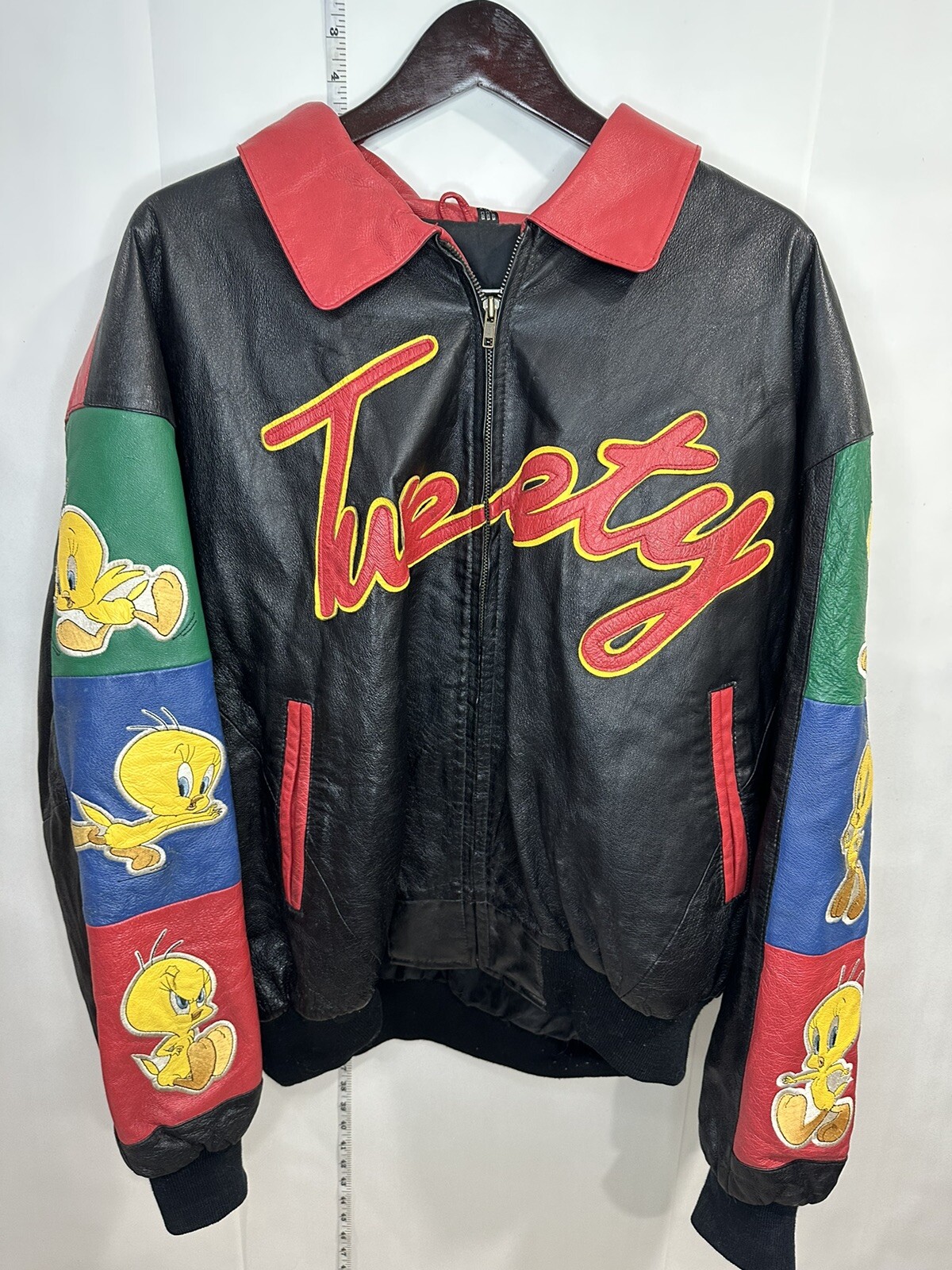 Vintage Tweety Bird Leather Jacket 1998 Looney Tunes … - Gem