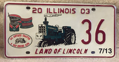 Illinois Specialty License Plate Hart-Parr Oliver Collectors Assoc ...