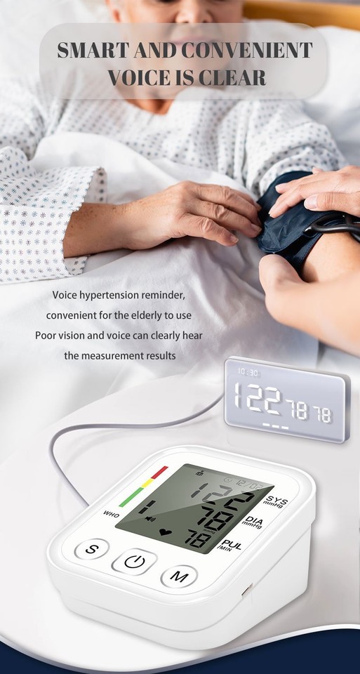 Digital Automatic Blood Pressure Monitor Upper Arm BP Machine Heart ...