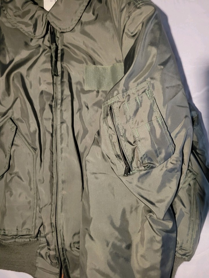 US MILITARY PILOTS FLYER GREEN COLD WEATHER BOMBER JACKET CWU 45/P X ...