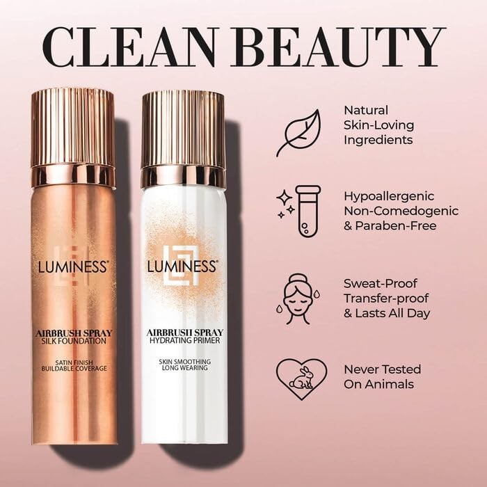 LUMINESS AIRBRUSH SPRAY SILK FOUNDATION MAKEUP STARTER KIT MEDIUM.NEW W ...