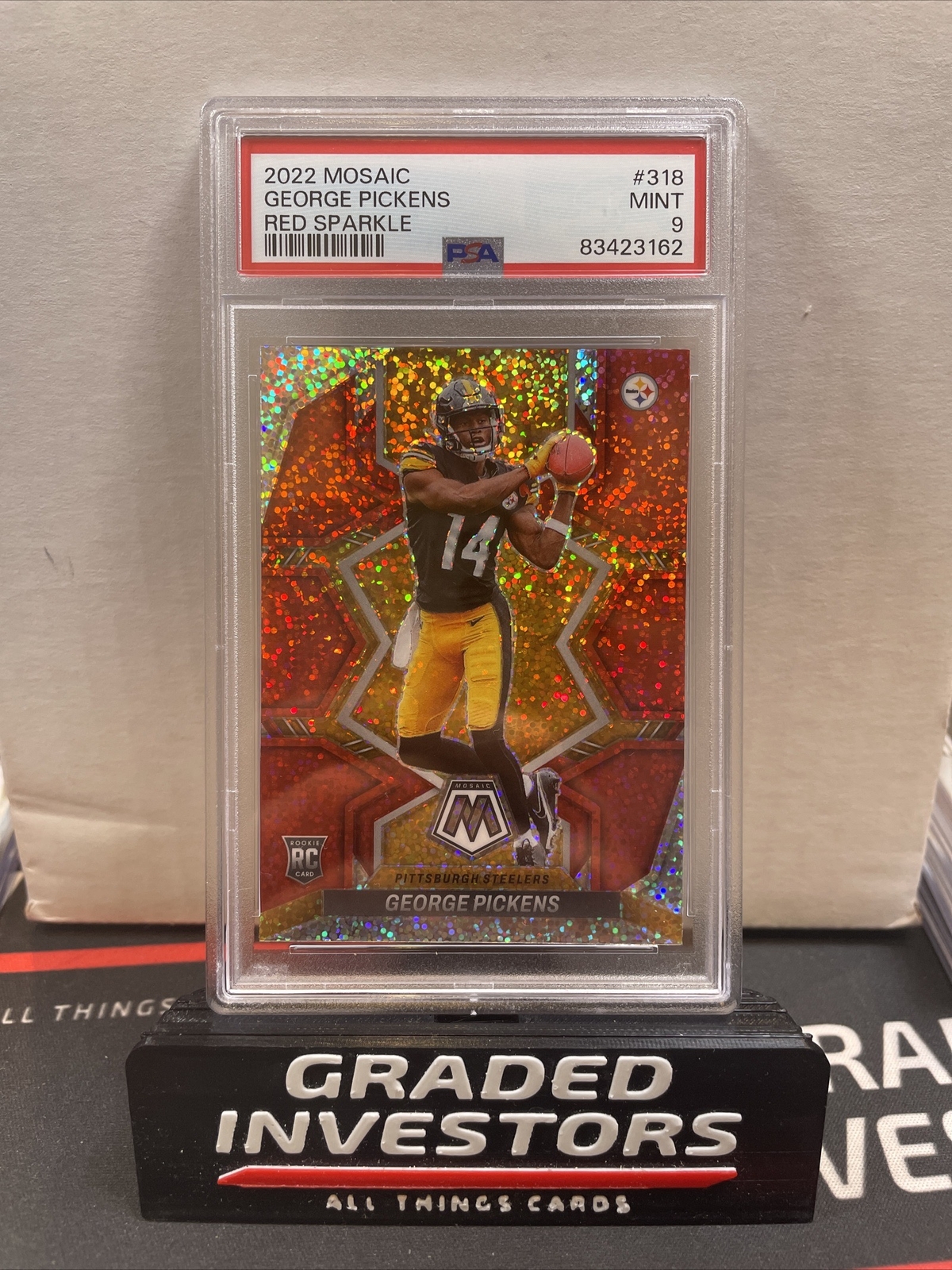 🔥💎George Pickens 2022 Panini Mosaic Red Sparkle PRIZM ROOKIE #318 PSA 9 ...