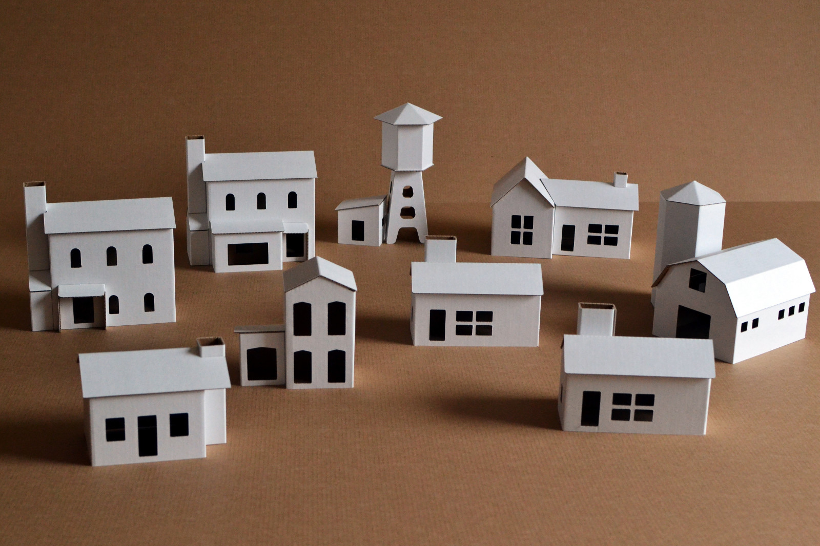 DIY 11 cardboard Putz style glitter houses. Make your own village | eBay
