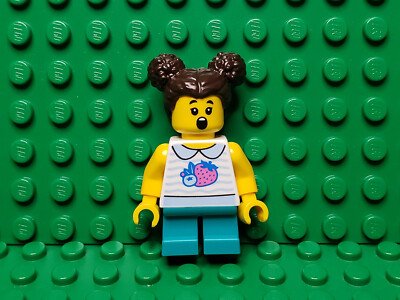 Lego NEW City Girl / Child minifig short legs, dark brown hair, dual ...