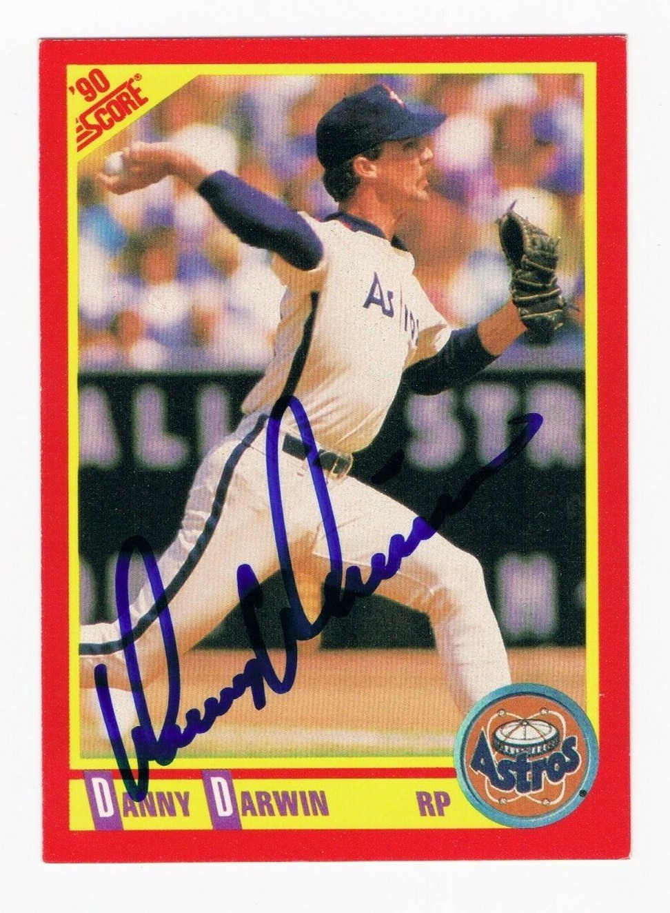 Danny Darwin Signed Auto Autograph 1990 Score Ball Baseball Card ...