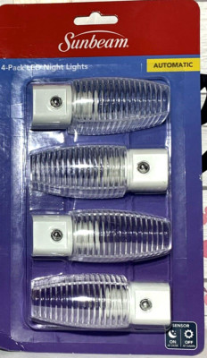 Sunbeam 4-Pack LED Automatic Wall Plug In Sensor Night Light Dusk to ...