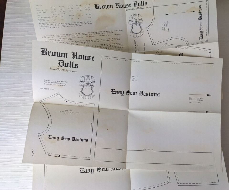Easy Sew Designs Brown House Dolls - A. Marque Design dress BHD 175 23 ...