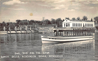 Lower Dells WI Dam, 'Don" and The Dawn Ferry Boat RPPC Real Photo ...