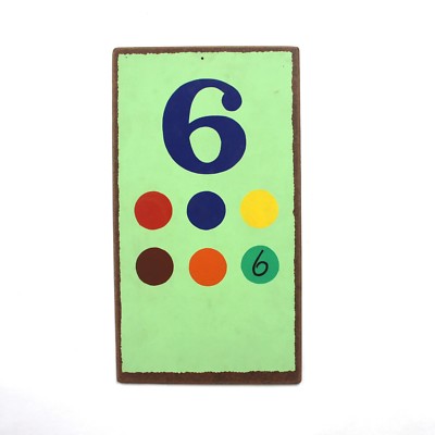 Vintage Classroom Wood Flashcard NUMBER 6 Wall Hanging Kids Room Three ...