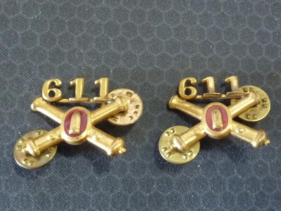 2 Meyer WWII US Army CAC 611th Coast Artillery Corps Lapel Pin Badges ...