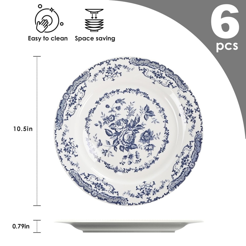 Dinner Plates Set of 6 White Plates Ceramic Kitchen Plates Microwave ...