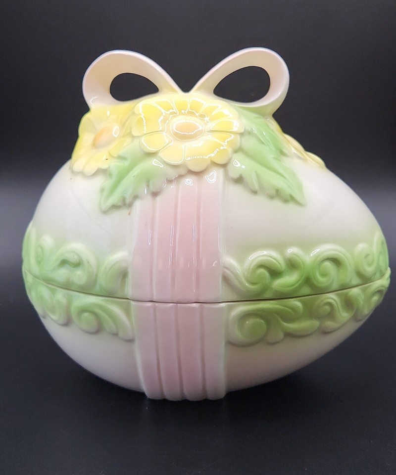 Vintage Ceramic Easter Egg Lidded Dish Trinket Box Easter Decor | eBay
