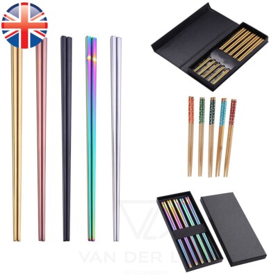 Van Der Linn Reusable Bamboo Training Stainless Steel Chopsticks ...