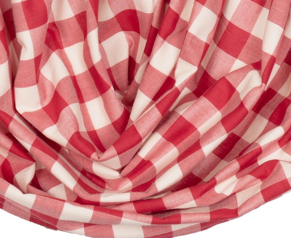 60” W Red & White Buffalo Check Balloon Window Valance Country ...