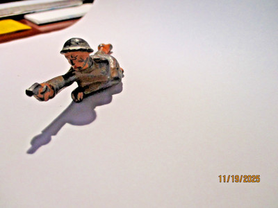 Vintage Barclay soldier in prone position with pistol | eBay