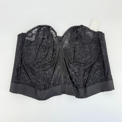 Vtg Goddess Longline Bra 50DD Black Lace Corset Style Bustier Plus Size ...