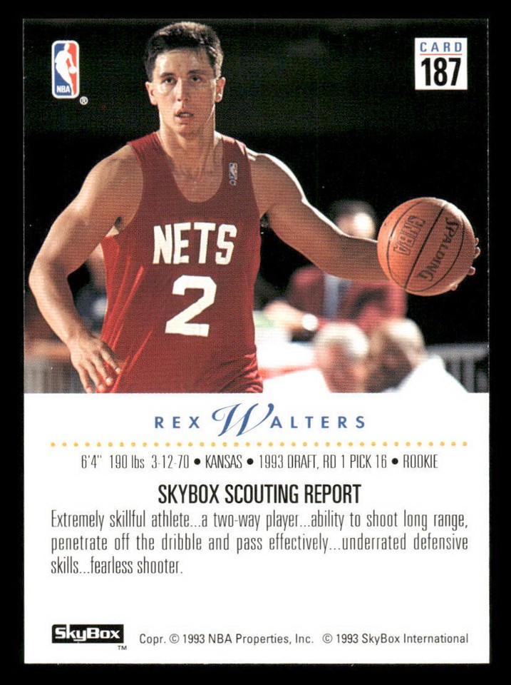 1993 SkyBox Rex Walters #187 RC | eBay
