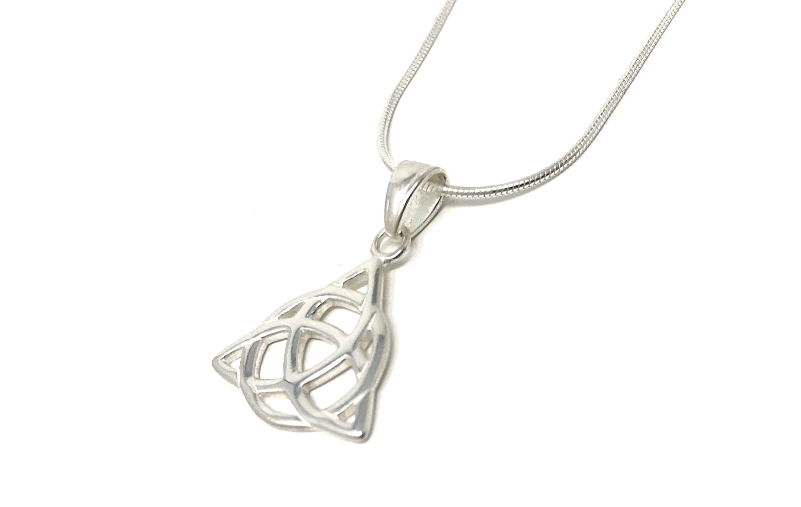 Sterling Silver Triquetra Trinity Knot Pendant on Snake Chain | eBay