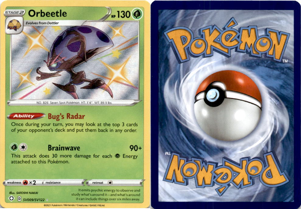 2021 Pokemon, Shining Fates: Shiny Vault, #SV9/SV122 Orbeetle, Shiny ...