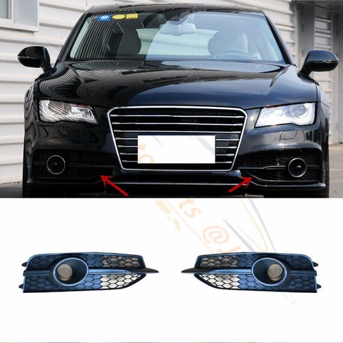 Pair Matte Black Bumper Fog Light Grille Cover For Audi A7 S-Line S7 ...