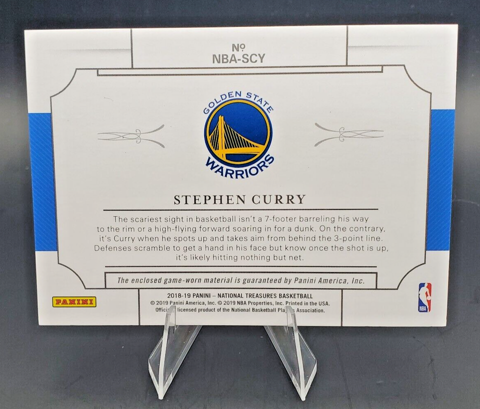2018-19 National Treasures Stephen Curry Materials GAME WORN patch #38/ ...
