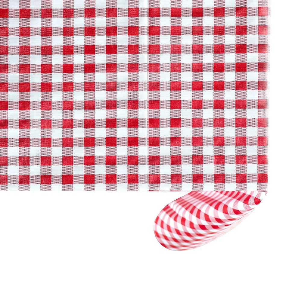 Red Plaid Premium Plastic Vinyl Table Cover Tablecloth Protector - Sold ...