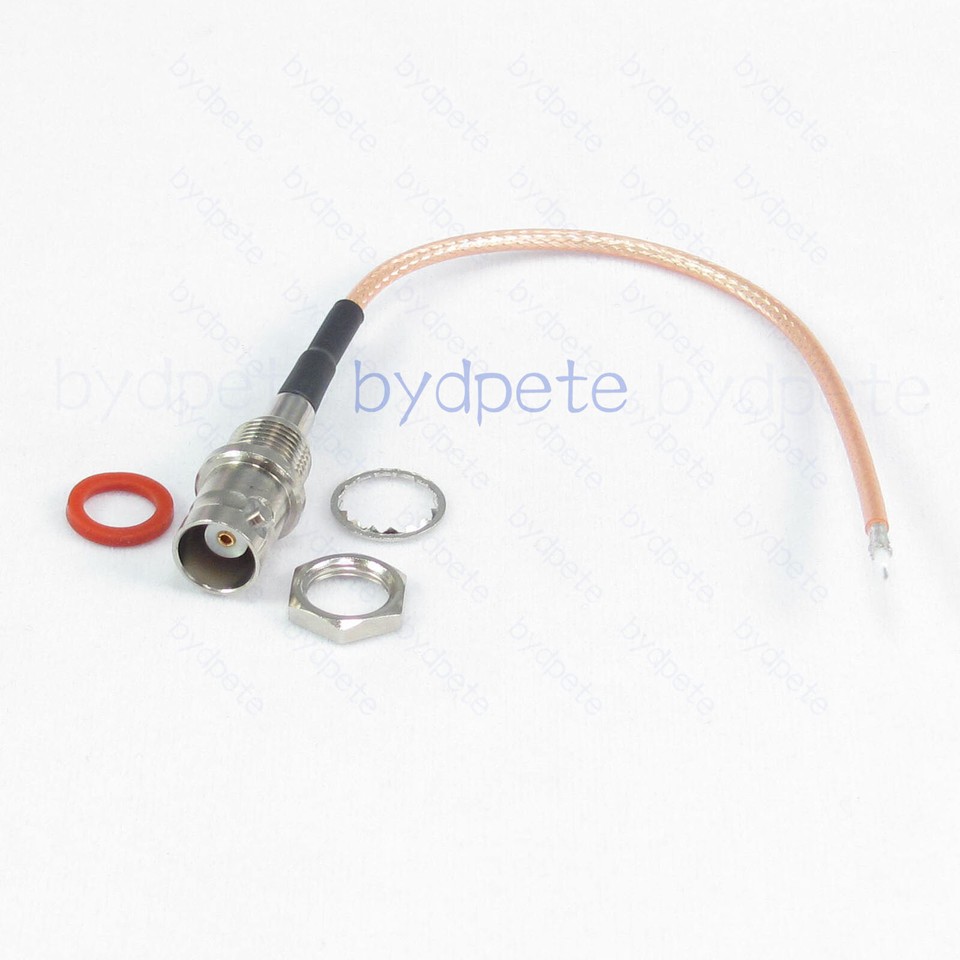 BNC female bulkhead behind nut RG316 cable tinned leads braid Coaxial ...