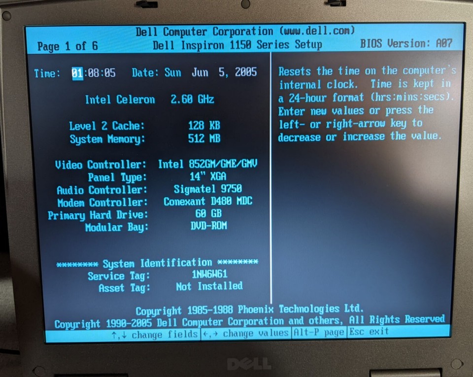 Dell Inspiron 1150 Laptop Intel Celeron 2.6GHz 512MB Ram 60GB HDD, Bad ...