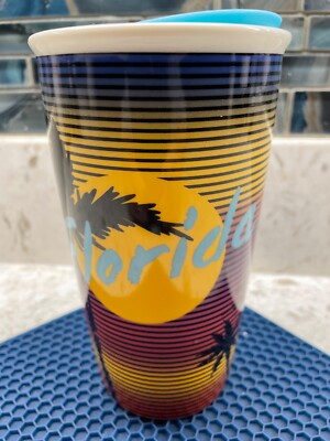 Starbucks Ceramic Traveler Tumbler Coffee Mug 12oz Florida Palm Tree ...