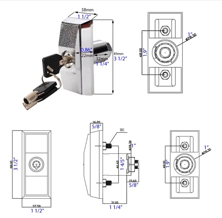 Keyed Different Vending Machine T Handle and Tubular Lock Vending Snack ...