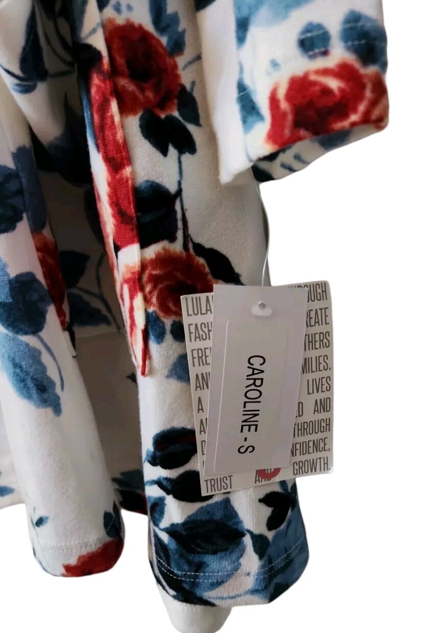 Lularoe Flowers Small Caroline Cardigan S Watercolor Floral White VHTF ...