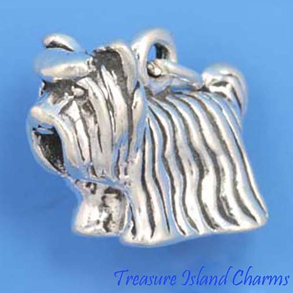 Yorkshire Terrier Yorkie Dog Breed 3D 925 Sterling Silver Charm MADE IN ...