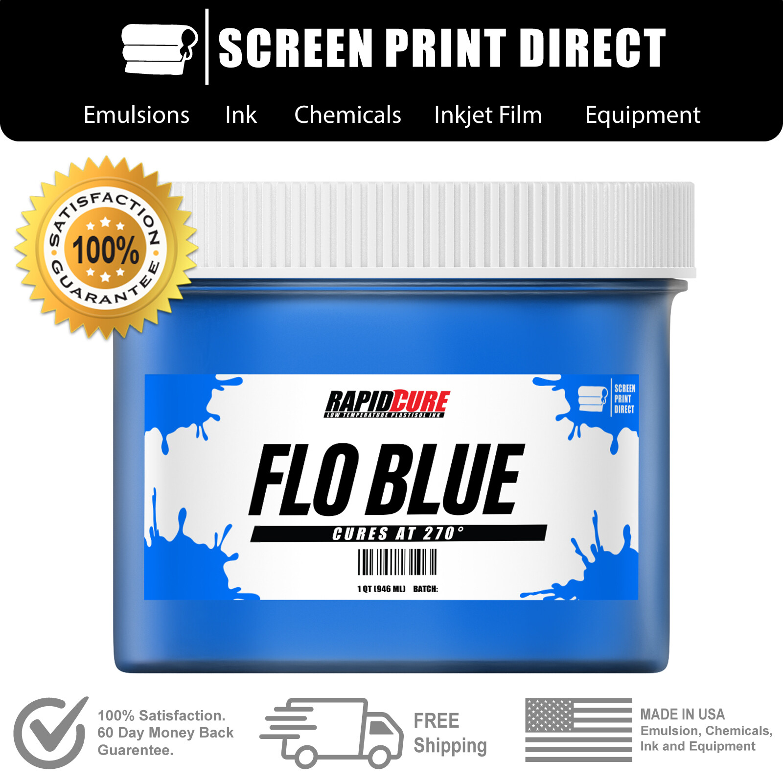 Fluorescent Blue - Screen Printing Plastisol Ink - Low Temp Cure - All ...