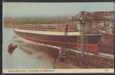 Postcard CLYDEBANK Queen Elizabeth QE2 Construction Launching 1967 | eBay