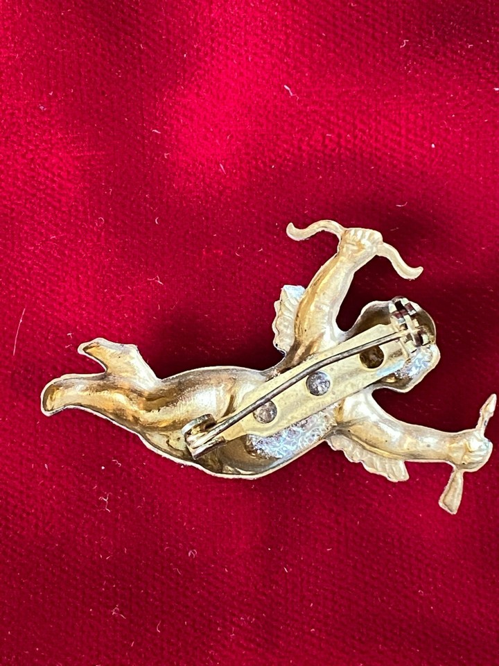 Putti Angel Cupid Love Bronze Tone Thin Metal Pin Brooch Bow Arrow 1.75 ...