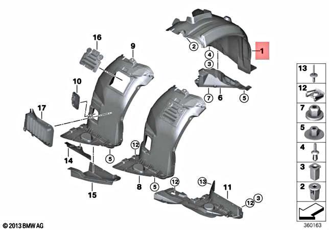 Genuine BMW M3 E92 E93 Cabrio Coupe Cover Wheel Housing Front Left ...