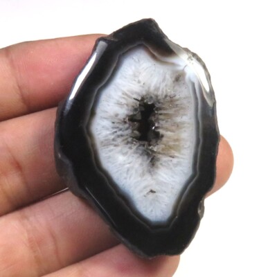 Natural Agate Geode Gemstone Slice Smooth Black Cabs 47x33 mm 85 Cts ...