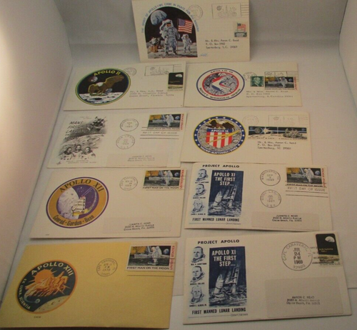 NASA Stamped Envelopes 9 1969 1970 1971 1972 Apollo First Day Kennedy ...