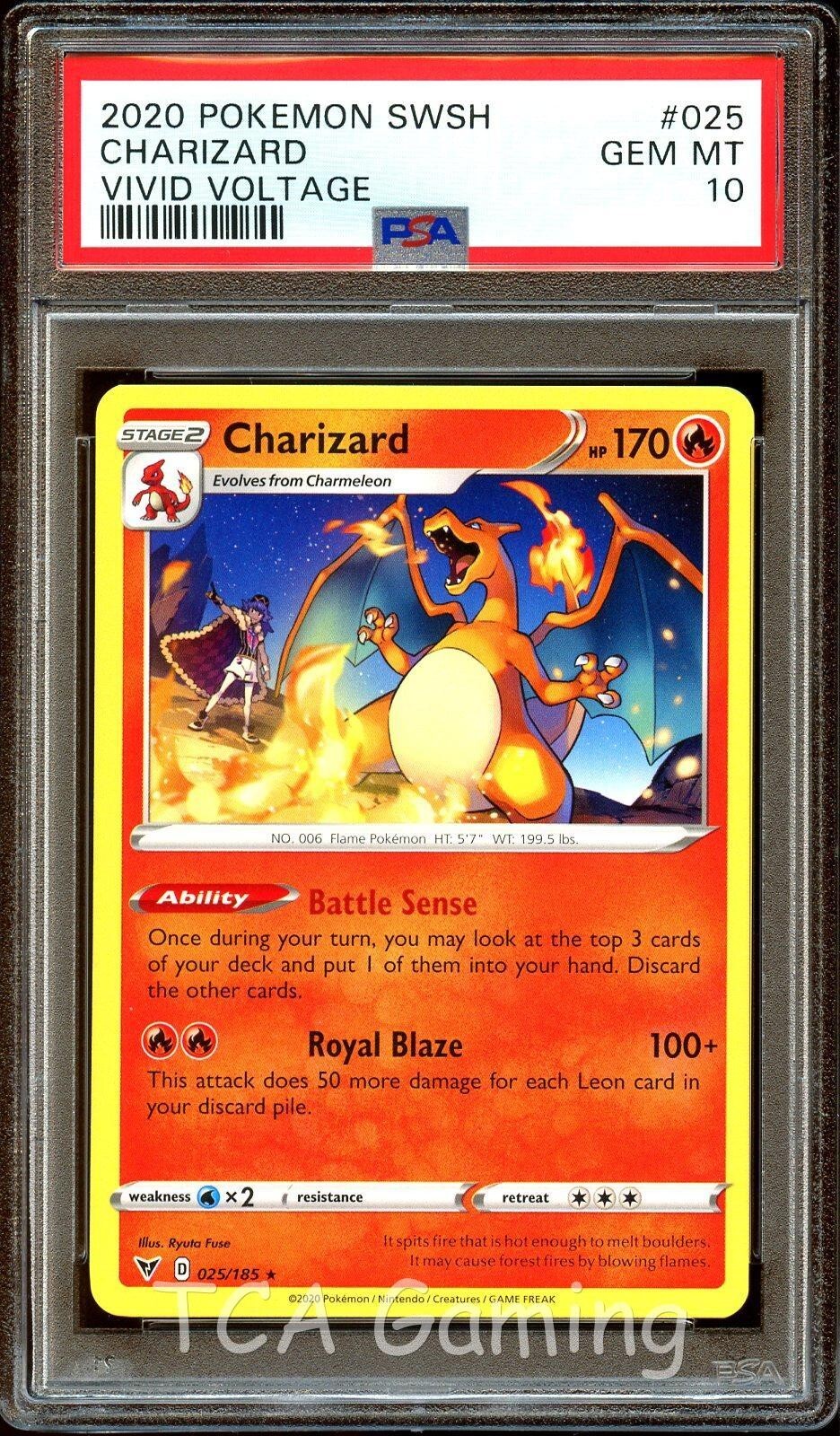 PSA 10 GEM MINT Charizard 025/185 Vivid Voltage RARE Pokemon Card | eBay